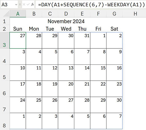 Excel Tips: Create a calendar in Excel | INTHEBLACK